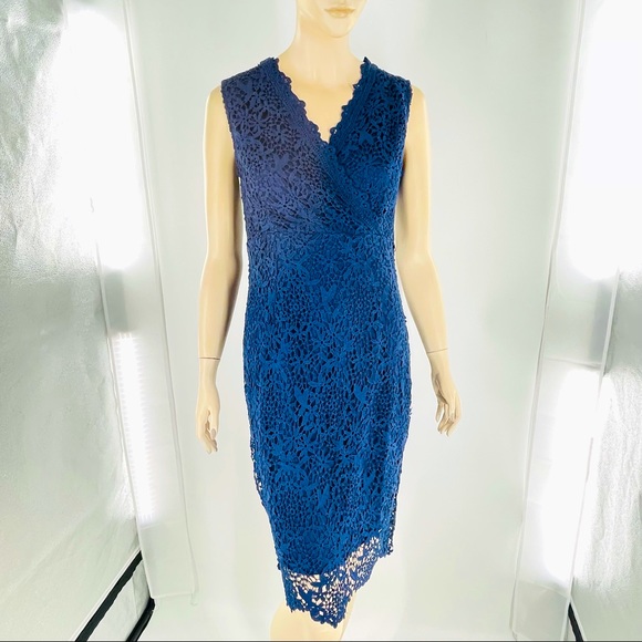 Wiwal Orna | Dresses | Wiwal Orna Navy Blue Lace Sleeveless Dress ...